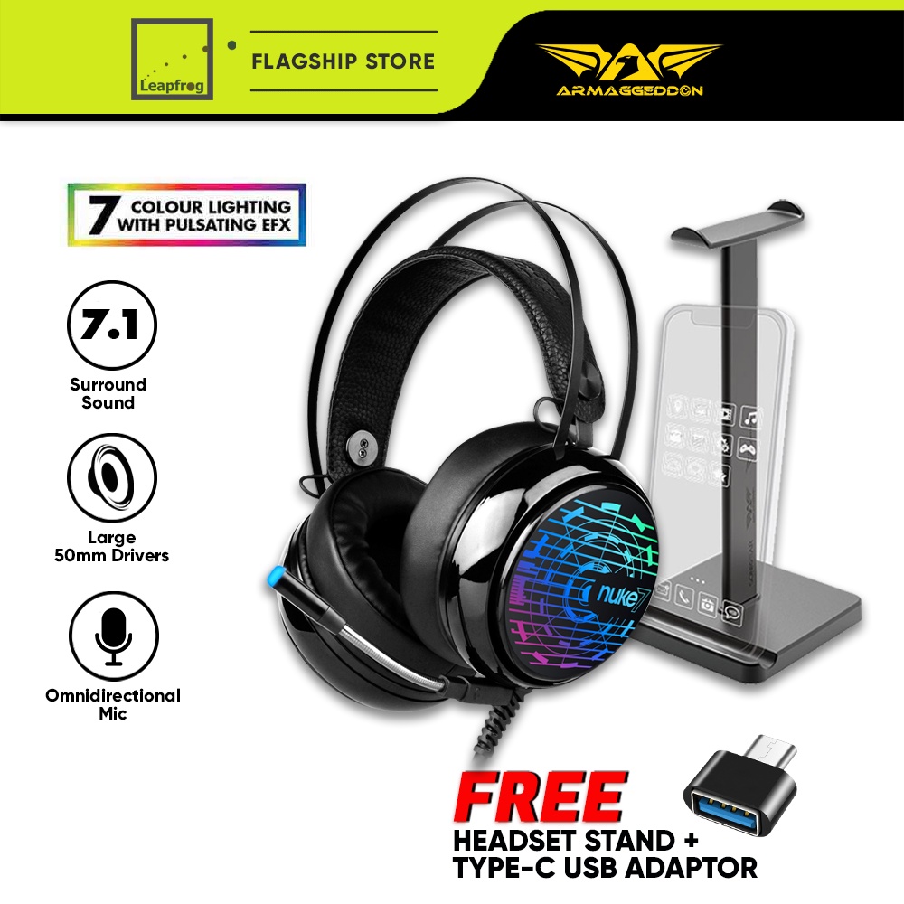 Armaggeddon Nuke 7 Stereo Gaming Headphones with Mic | 7.1 Surrond ...