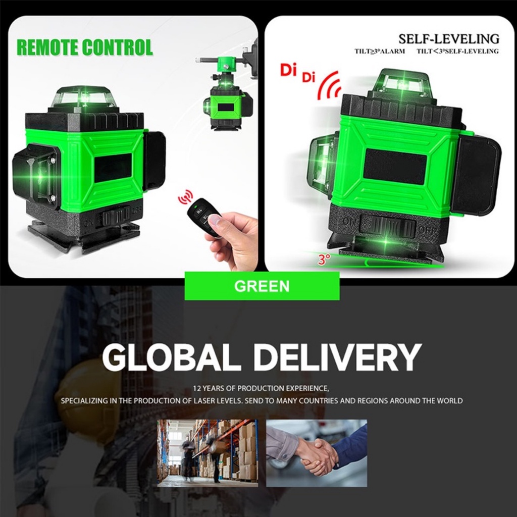 12/16 Lines Adjustable Laser Level 360° Rotary Indoor Outdoor Self ...