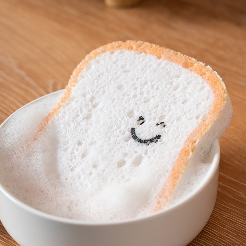 Cute Kawaii Toast Bread Shaped Scouring Pad Compressed Wood Pulp Sponge ...