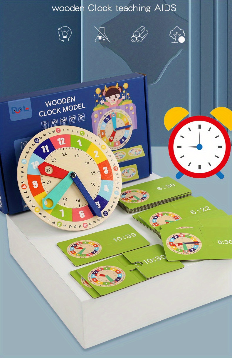 1 Set Clock Toy Card Matching Game Montessori Learning Clocks ...