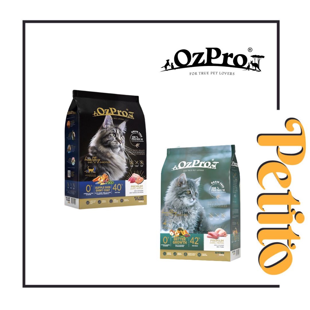 OzPro Super Premium Grain / Gluten Free All Life Stages Cat Kibble 500g ...