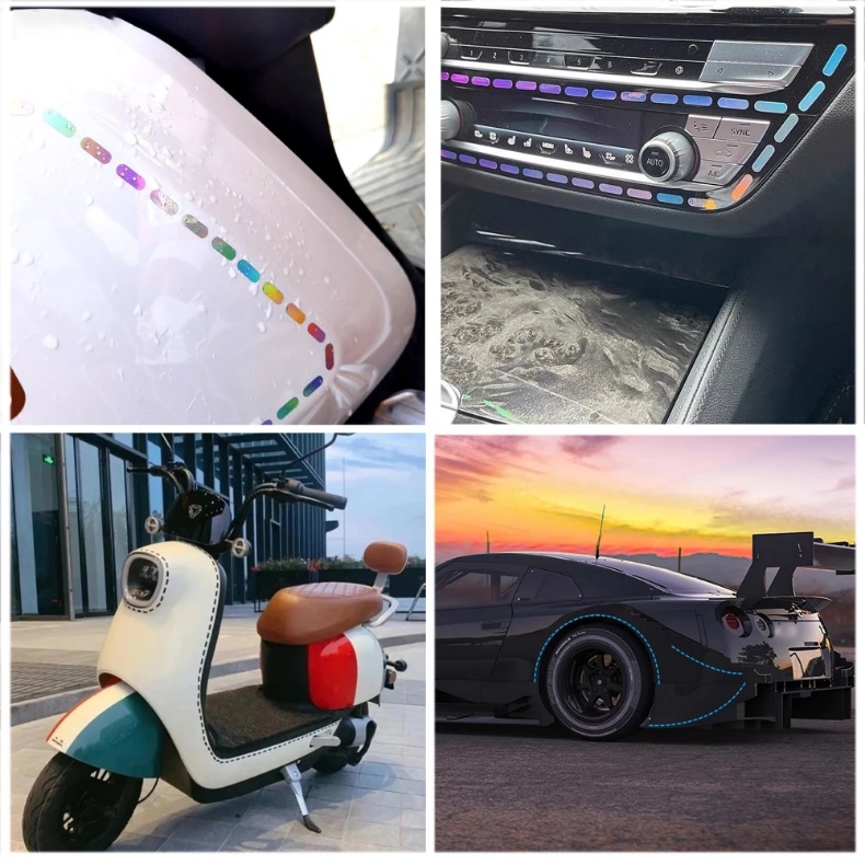 60cm Laser Color Dashed Line Car Sticker / Scooter Reflective Body ...