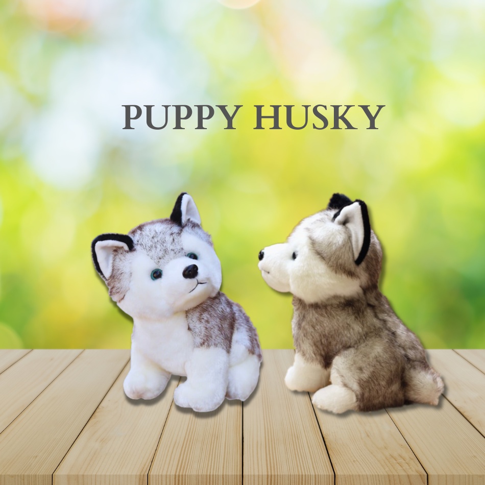20CM Realistic Husky Dog White and Grey Stuffed Toy Soft Toy Puppy Toy ...