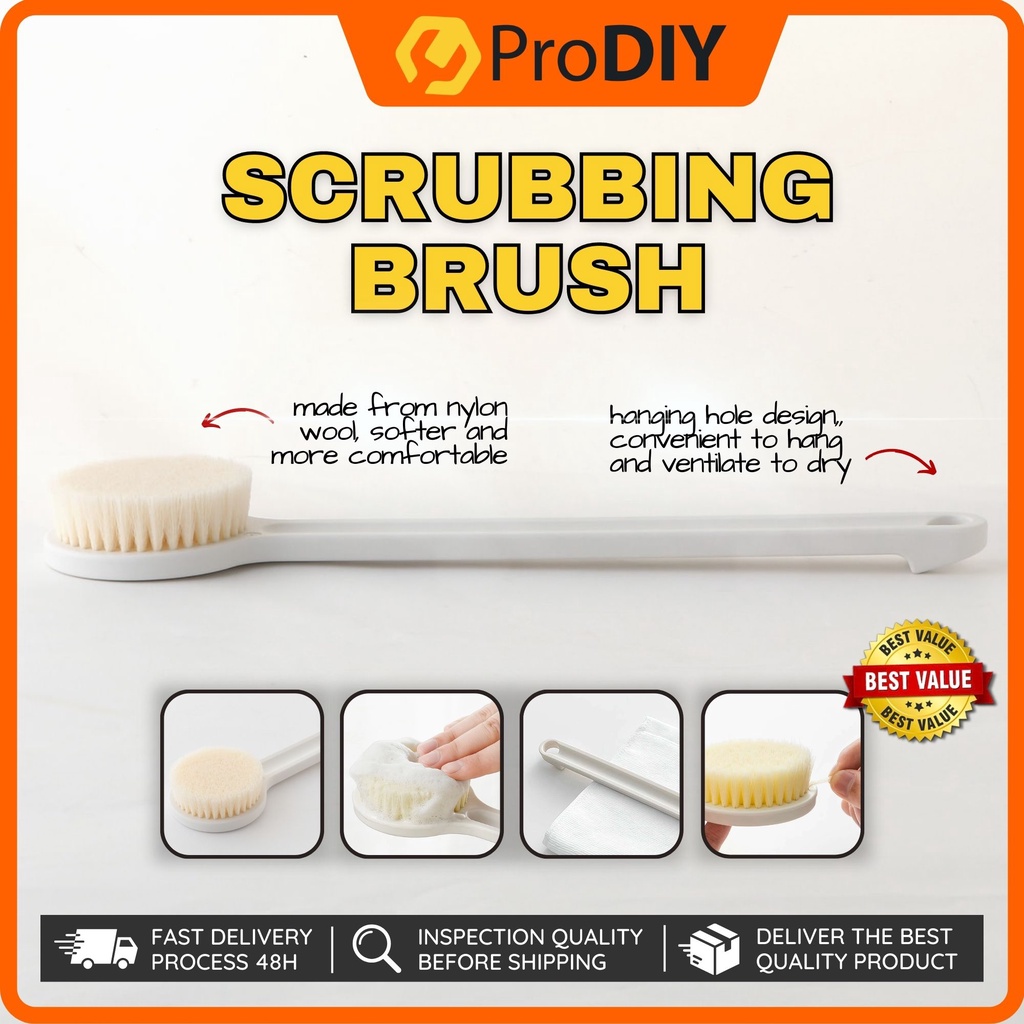 Japanese Style Body Scrubber Long Handle Brush Body Brush Berus Badan ...