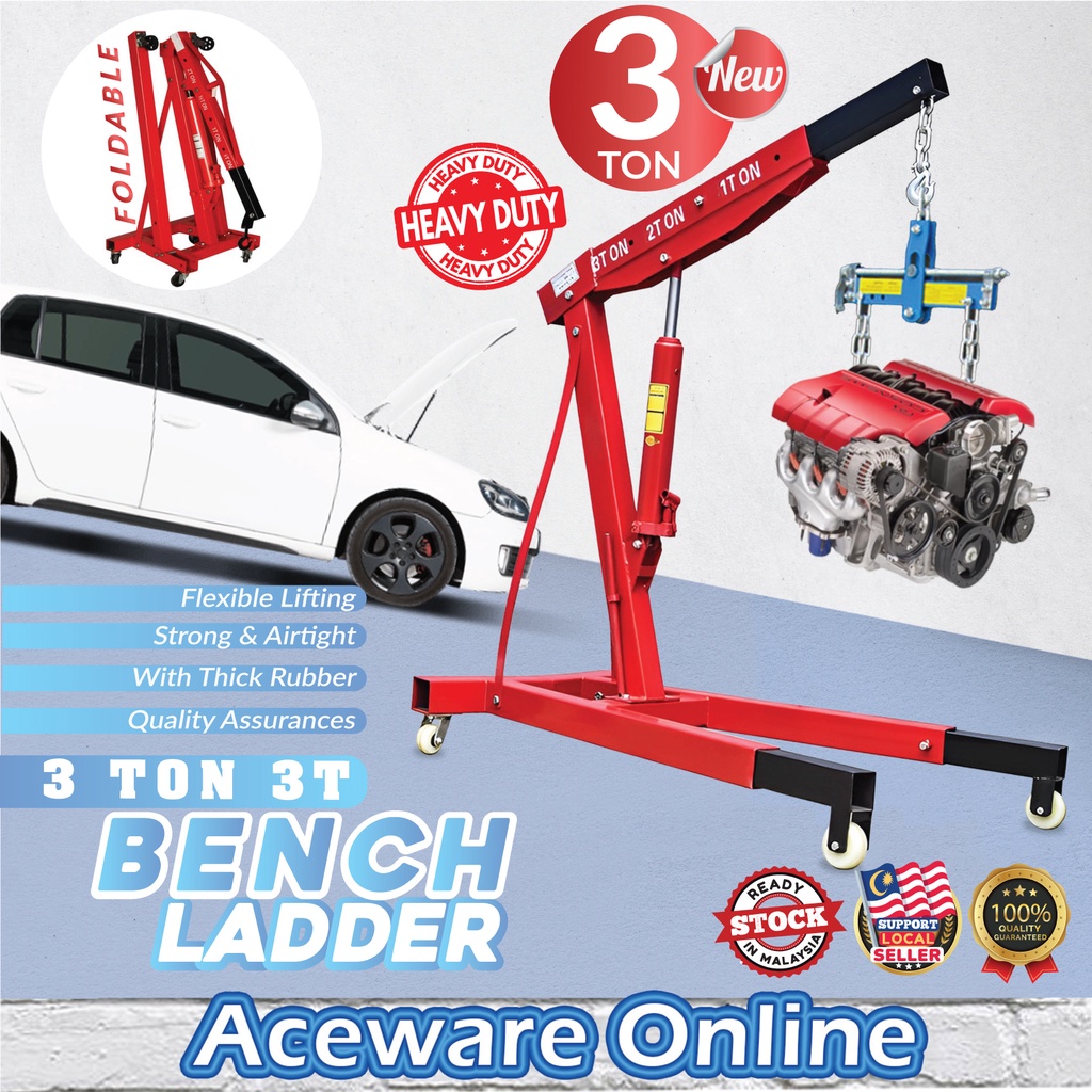 3TON 3T Engine Crane Heavy Duty Foldable Kren Angkat Enjin Jack Lifter ...