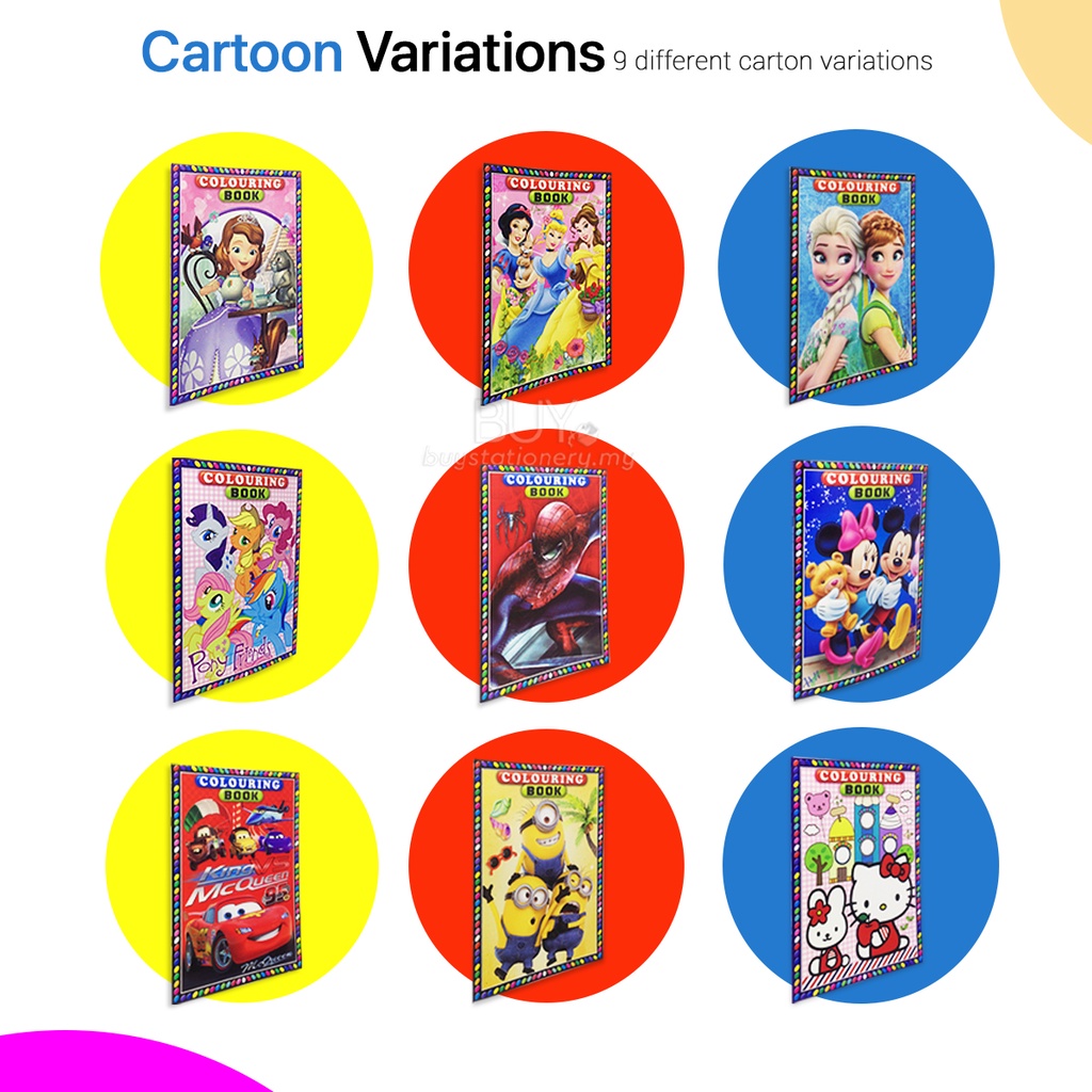 Cute Cartoon Colouring Book For Kids Disney Princess (1s/PCS) Buku ...