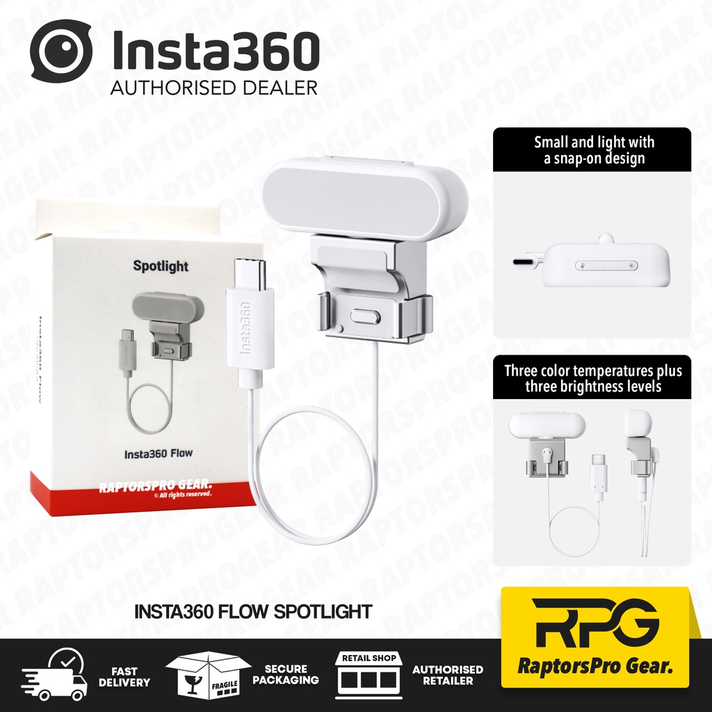 Insta360 Flow Spotlight (Professional imaging-grade Ra95 lighting ...