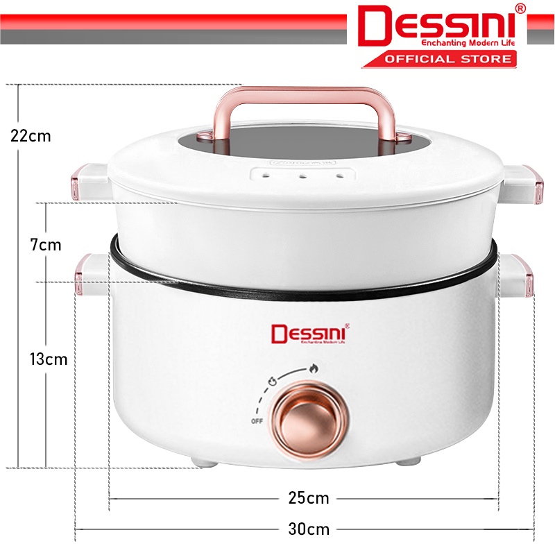 DESSINI ITALY Electric Cooker Steamboat Hot Pot Non Stick Frying Wok ...