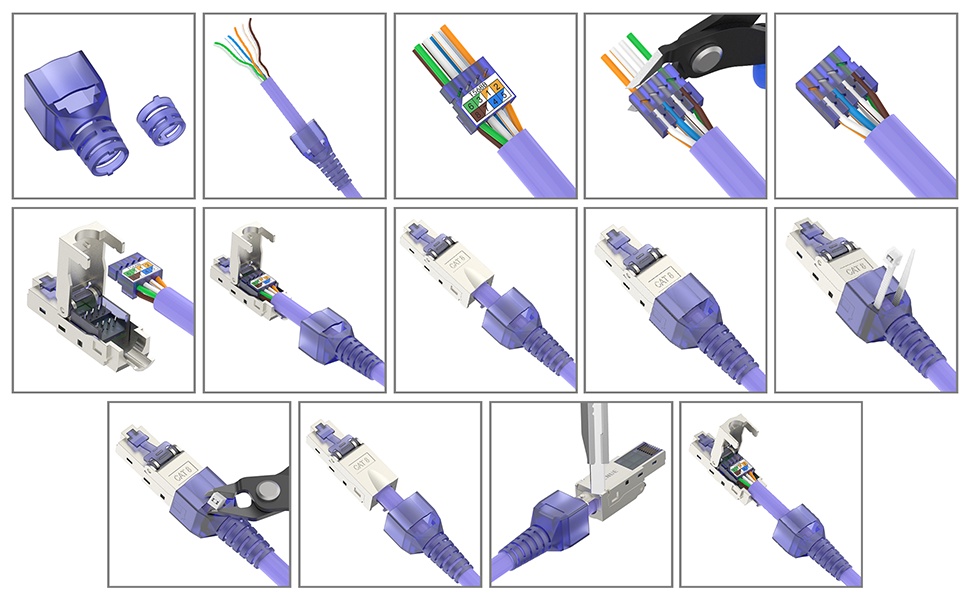 ZoeRax RJ45 CAT8 Cat7 CAT6A Connector Tool-Free, ZoeRax Toolless RJ45 ...