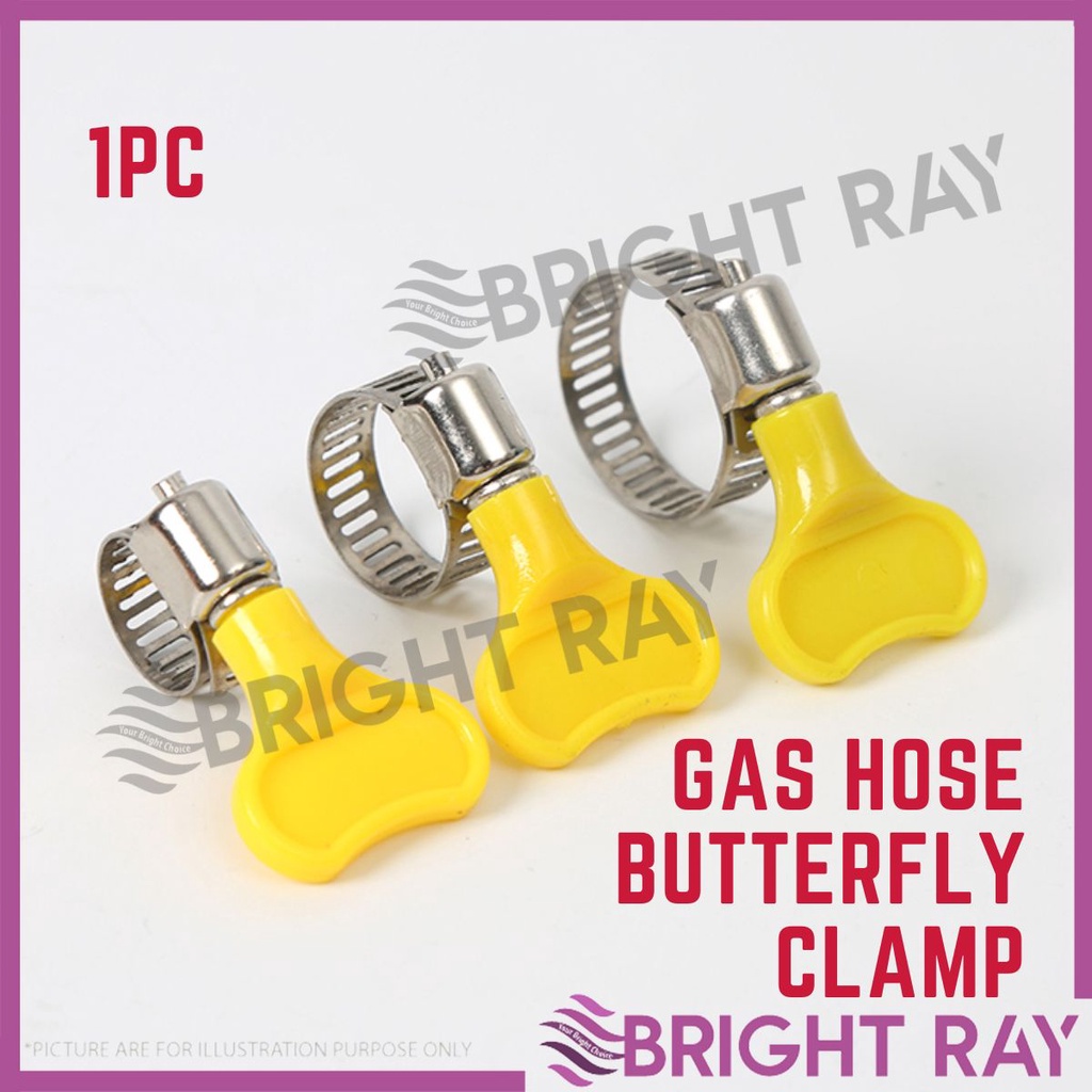 [1PC] Adjustable Butterfly Gas Hose Clamp With Plastic Handle Paip Air ...