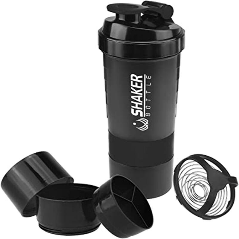 500ml Protein Shaker Cups with Powder Storage Container Mixer Cup Gym ...