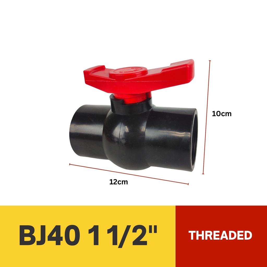 Pvc Ball Valve Black 2" | 1 1/2" | 1" | 3/4" | 1/2" Threaded / Non ...