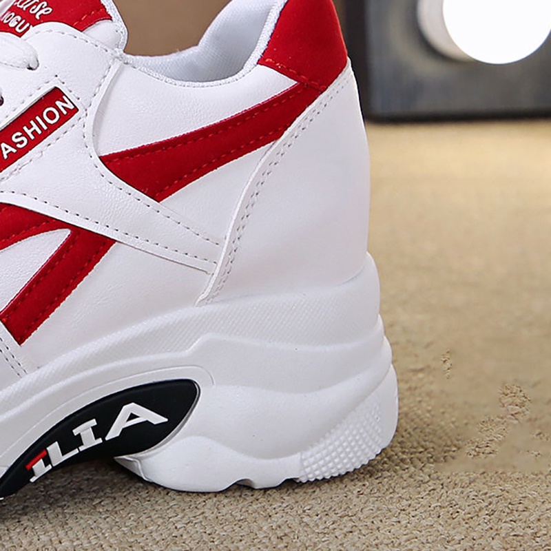 Atikota Women Sneakers Leather Inner Heightened Casual All-match Muffin ...