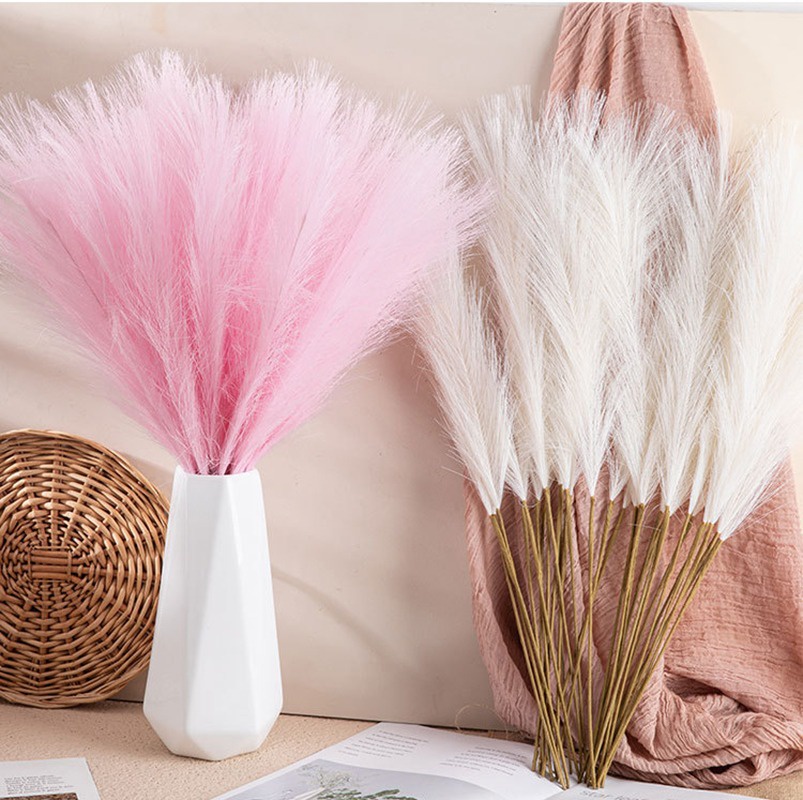 Bedroom DIY Flower Wall Vase Fake Plant Reed / Artificial Pampas Grass ...