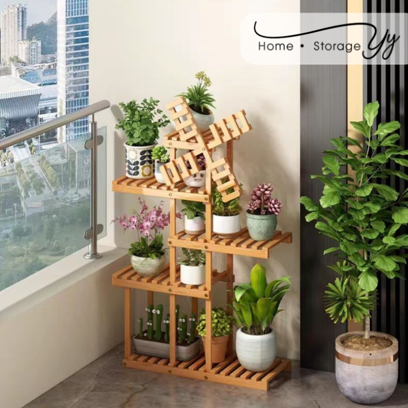 Johor Seller | Wooden Garden Rack Flower Rak Pasu Bunga Potted Plant ...