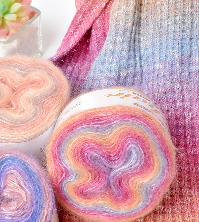 1 Roll of Gradient Mohair Long Dyed Mohair Fine Thread Crochet Sweater ...