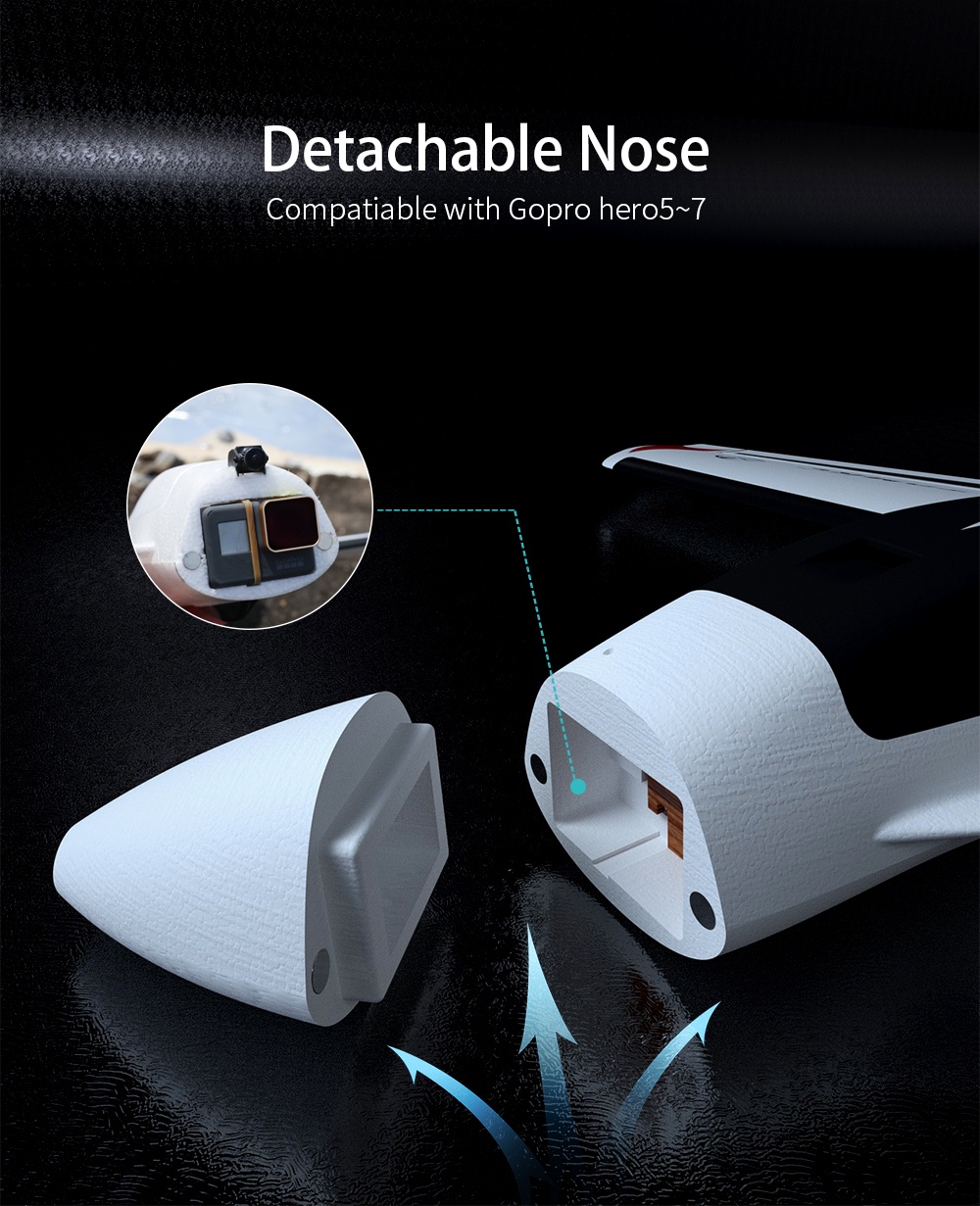 ATOMRC Dolphin V1.1 845mm Wingspan V-tail ARWING FlyWing Fixed-Wing RC ...