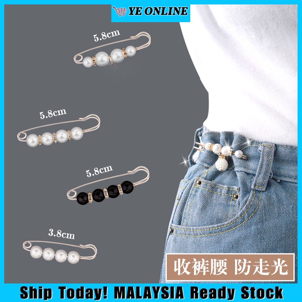 Pearl Waist Pin Brooch Tightening Waistband Jeans Stlyish Safety Pin ...