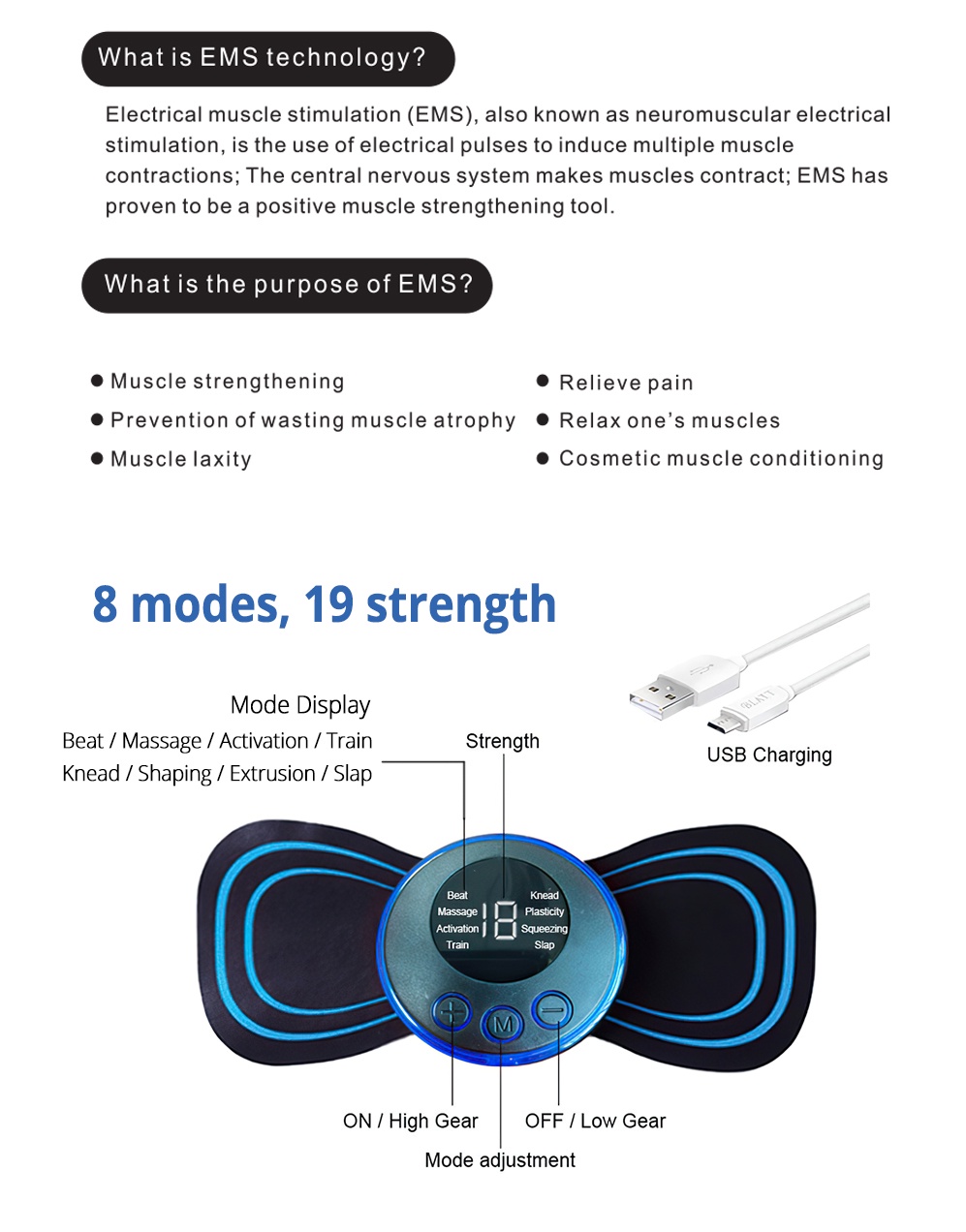 Electric Neck Massager / EMS Mini Massager / EMS Cervical Massager ...