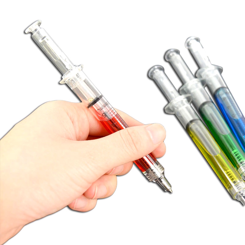 Multicolor Syringe Needle Tube Shape Black Ink Ballpoint Pen Primary ...