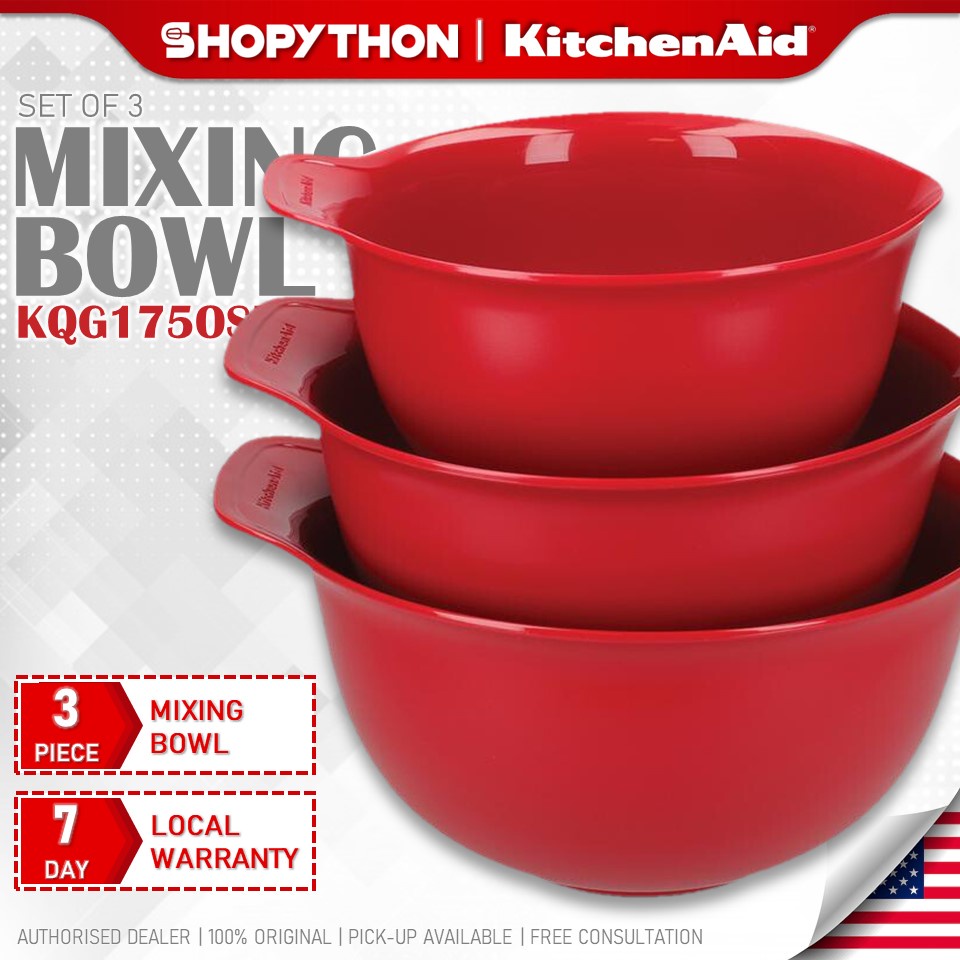KITCHENAID Set of 3 Mixing Bowls KQG175OSERE - Empire Red (2.3L/3.3L/4 ...