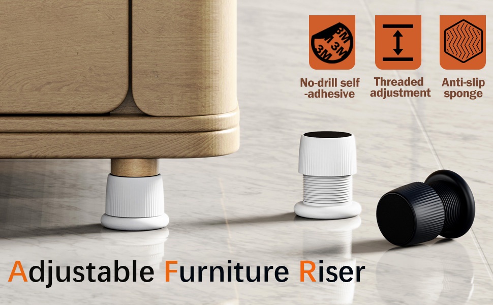 OATSBASF Adjustable Furniture Risers Heavy Duty Bed Risers for Dorm ...