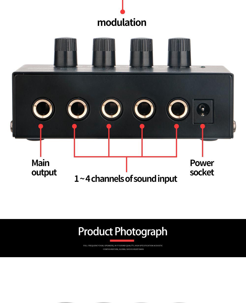 Ultra Compact HA400 /HA800 Headphone Amplifier, 4 /8 Channel Stereo ...