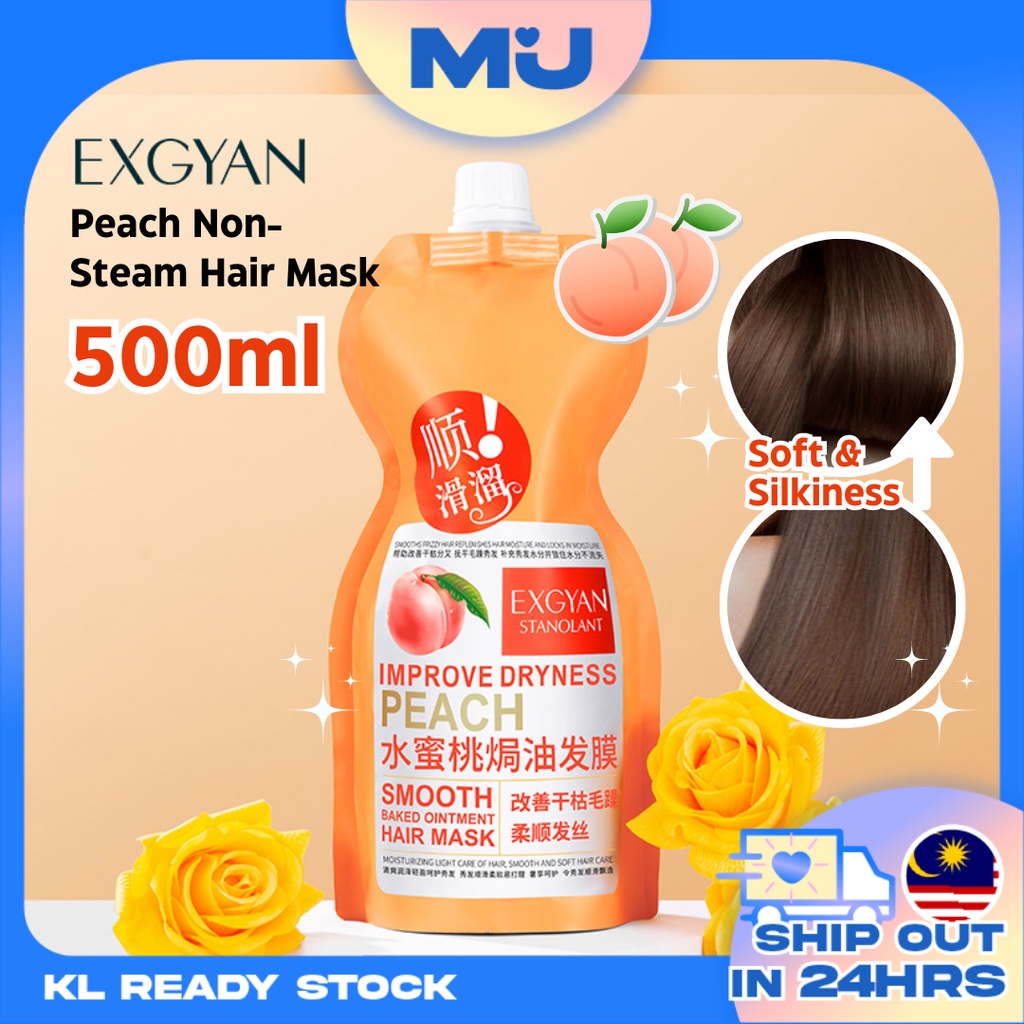 MIJOO Peach Non Steam Hair Mask Smooth Silky for Anti Frizzy Oily Dry ...