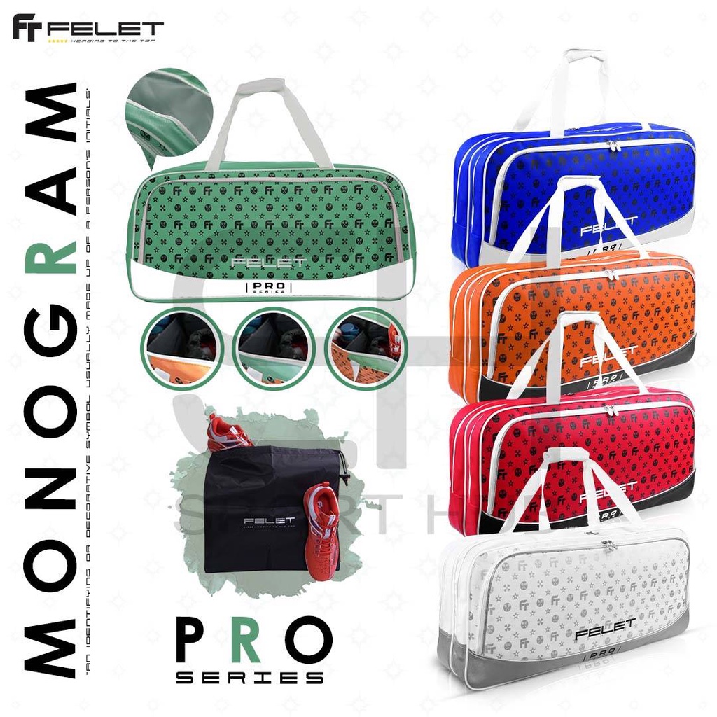 FELET-MONOGRAM-PRO-SERIES BADMINTON RACQUET BACKPACK Double Bag Double ...