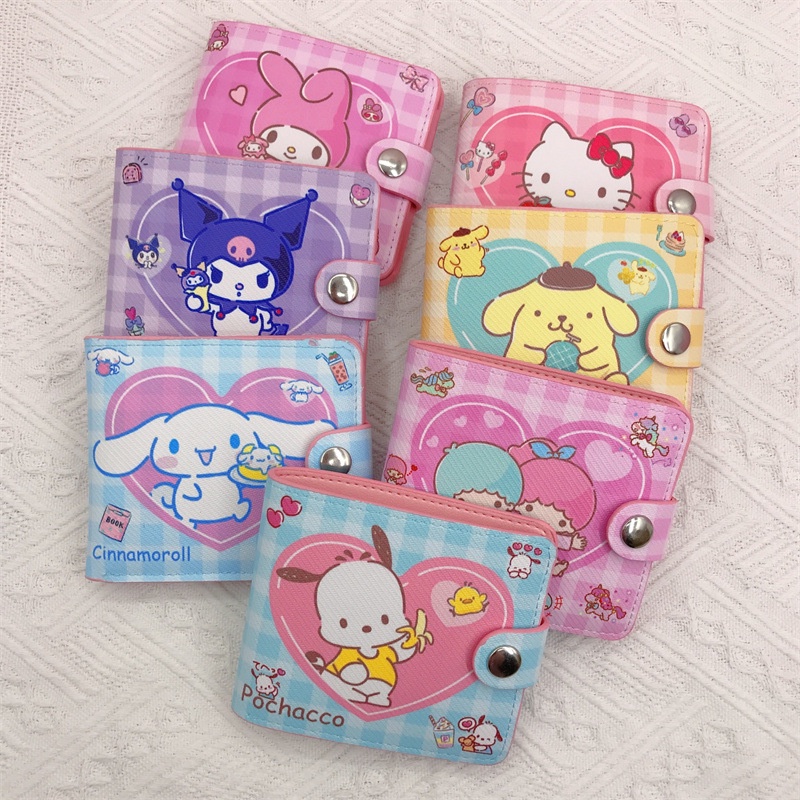 Sanrio Kuromi Melody Purin Cinnamoroll PU Leather Cartoon Wallet Print ...