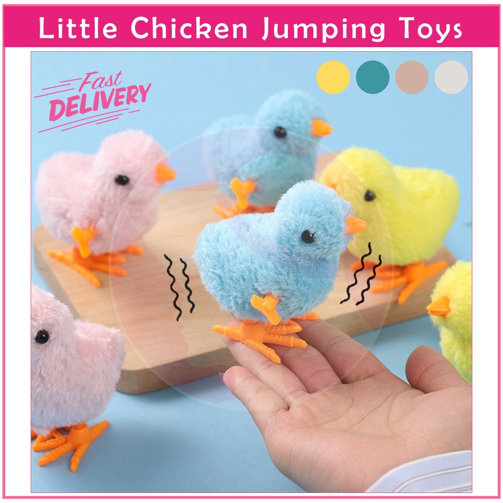 Cute Little Chicken Wind Up Jumping Stuffed Toys for Kids Mainan Murah ...