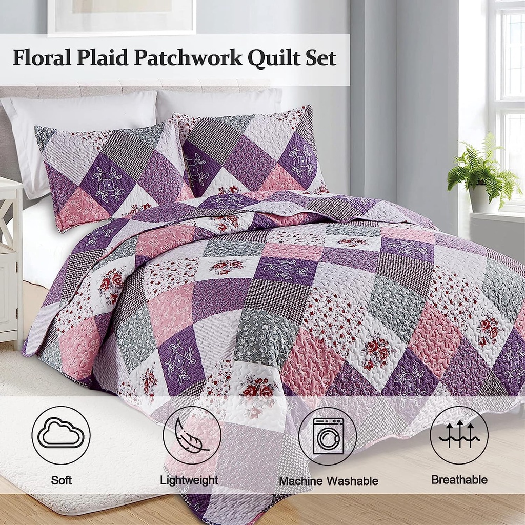 Cadar Patchwork Set 3 IN 1 Queen Bed Sheet cadar untuk bilik tidur ...