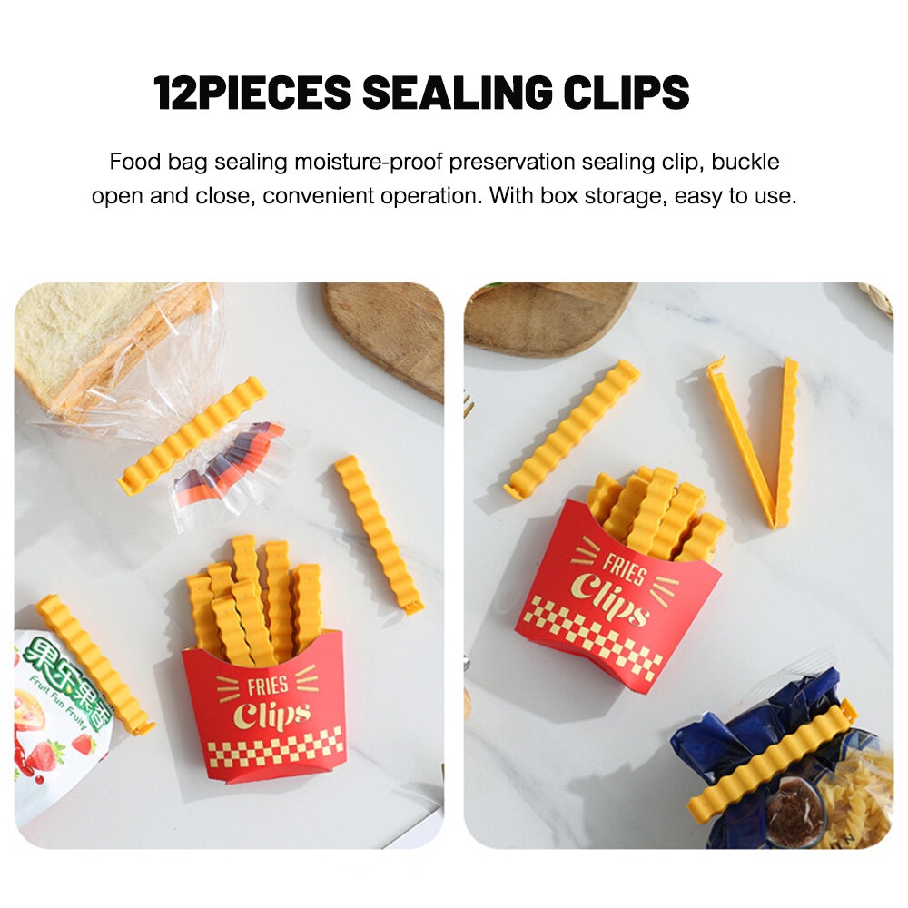 12 Pcs Food Bag Storage Clip Creative French Fries Sealing Clip ...