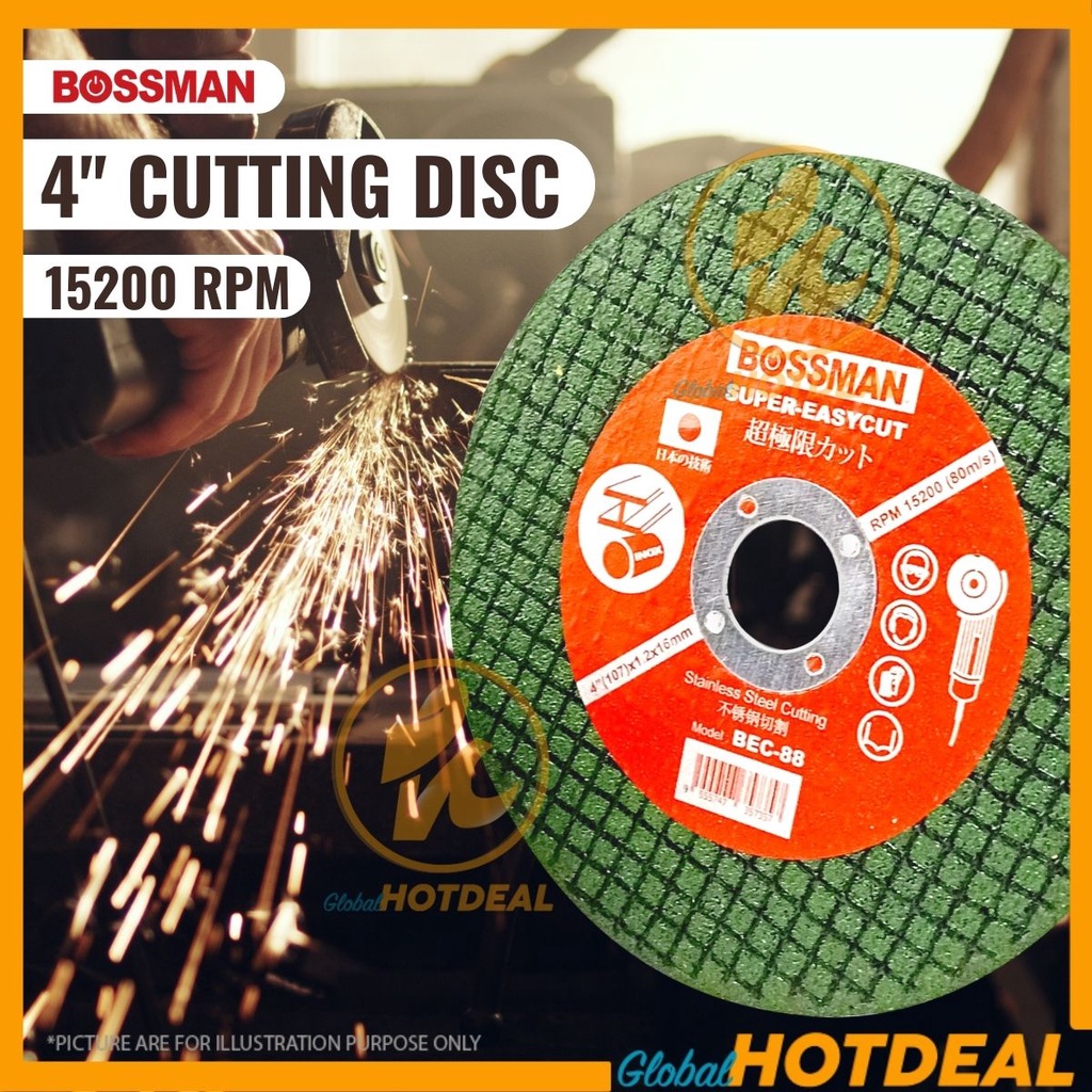 [100% ORIGINAL] BOSSMAN Stainless Steel Cutting Disc 4" Cut Off Wheels ...