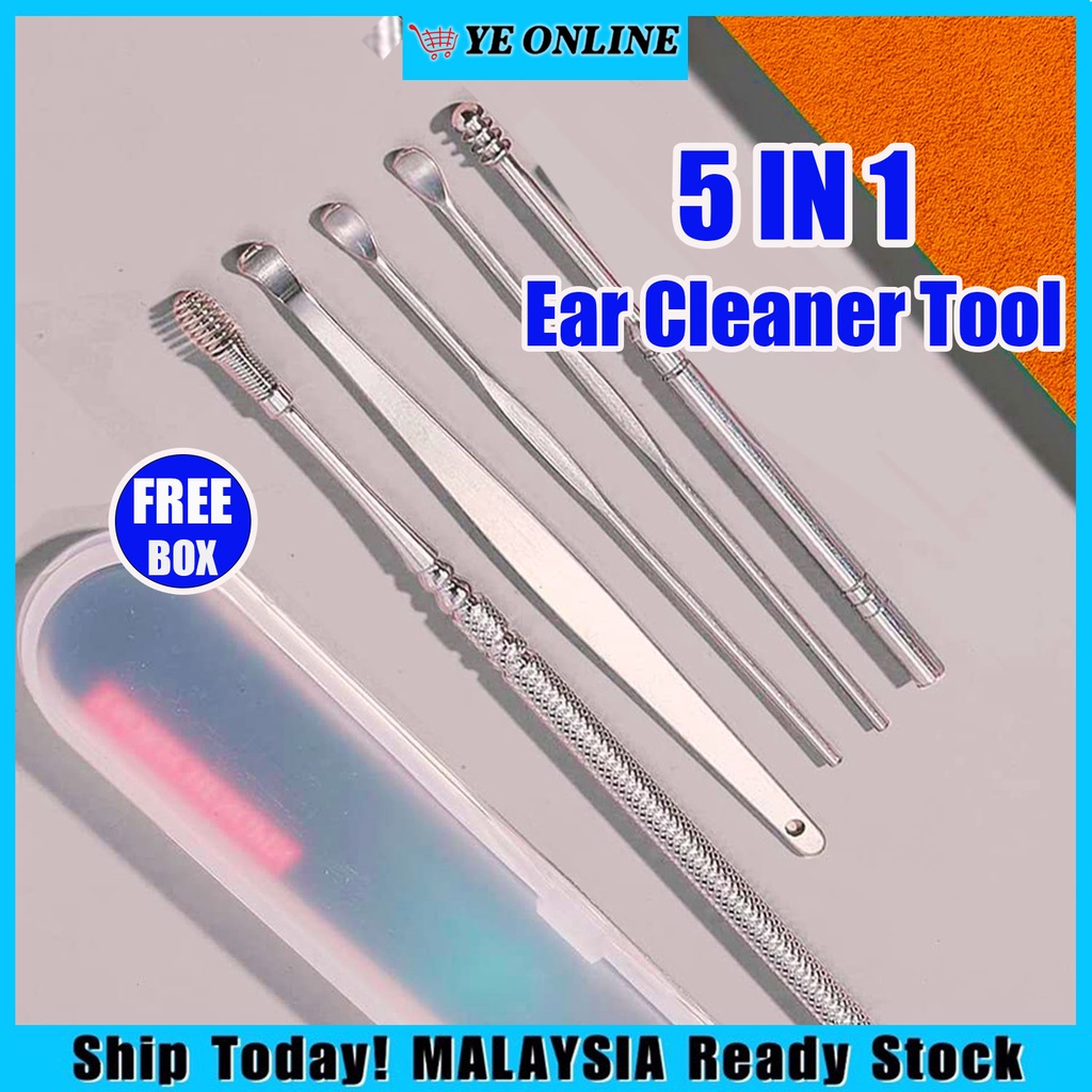 5 Pcs Ear Cleaning Set Portable Earpick Cleaning Kit Stainless Steel ...