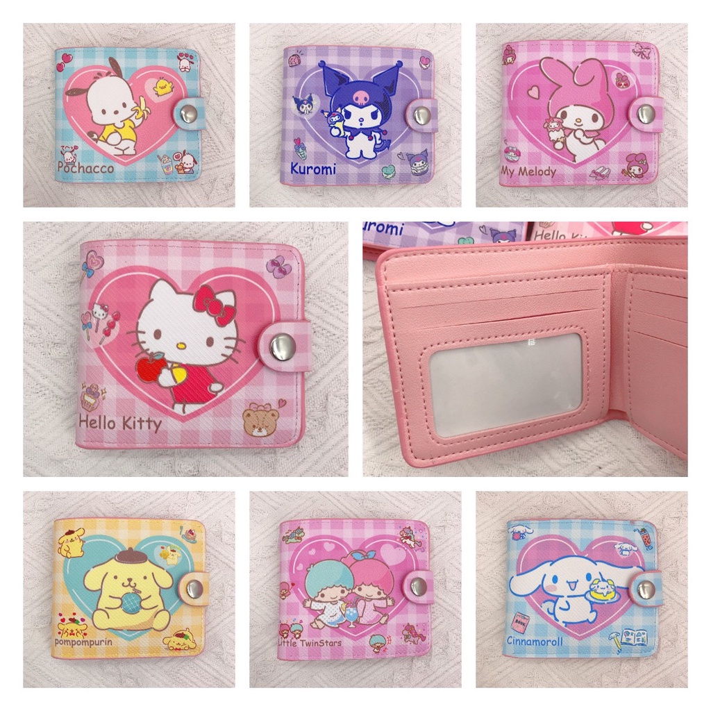 Sanrio Kuromi Melody Purin Cinnamoroll PU Leather Cartoon Wallet Print ...