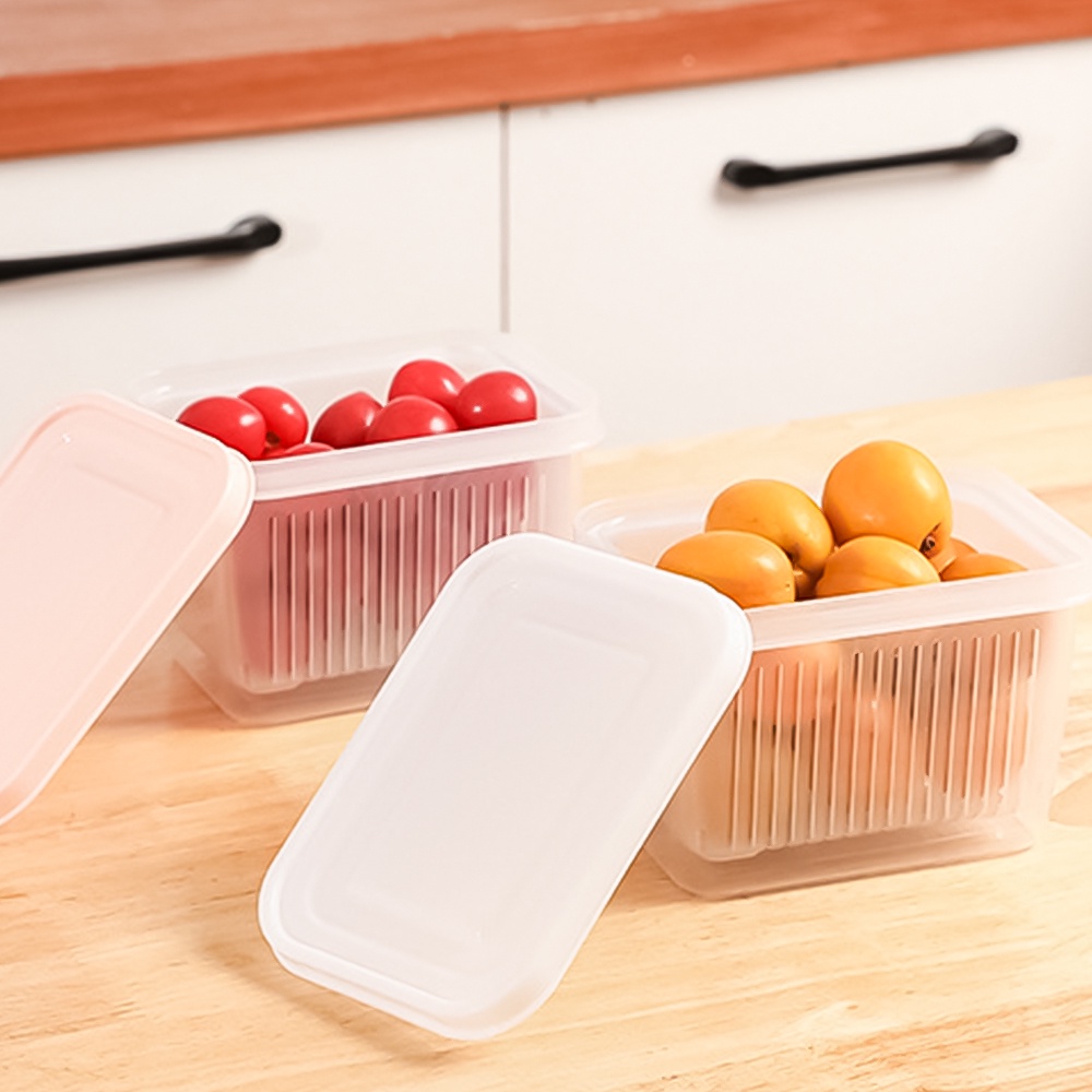 Double-layer Fresh-keeping Drain Basket Sealed Storage Box With Lid ...
