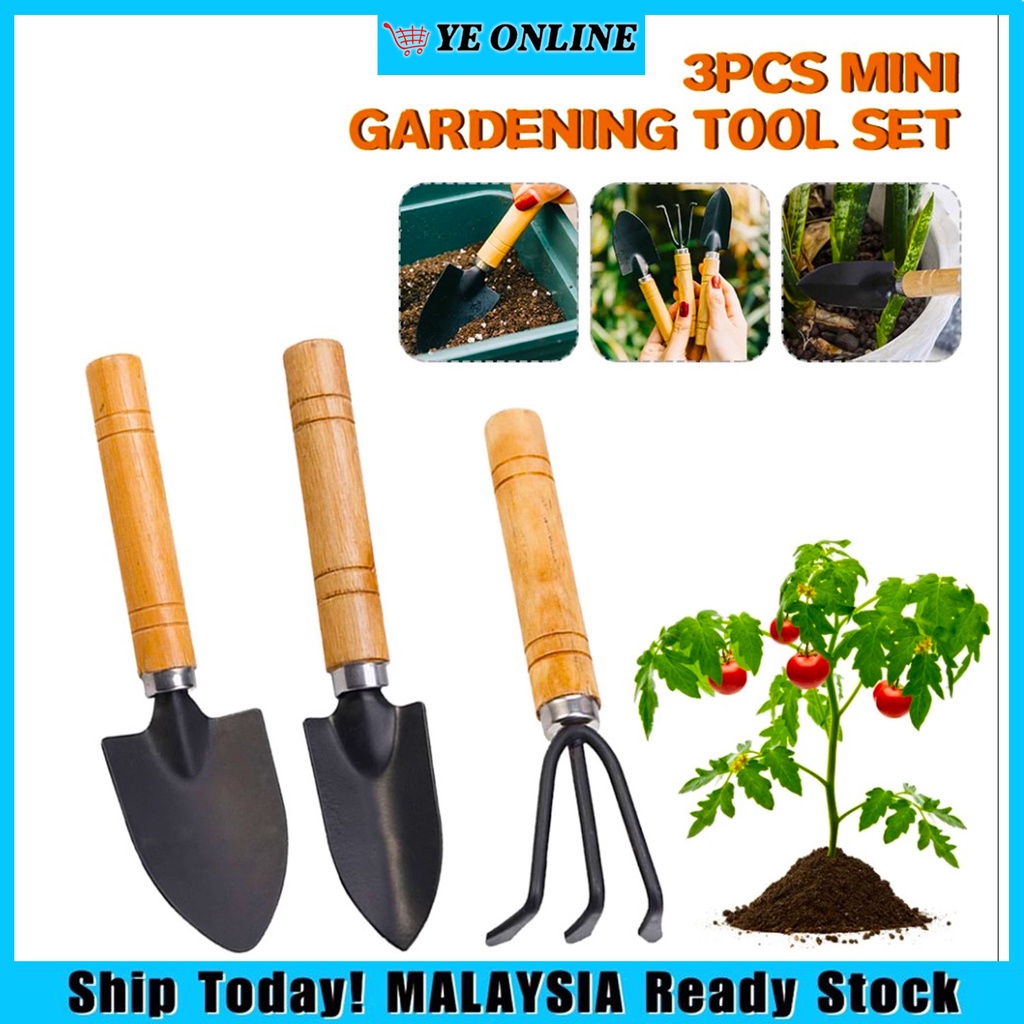 3Pcs Gardening Tools Set Plant Shovel Spade Rake Set House Planting ...