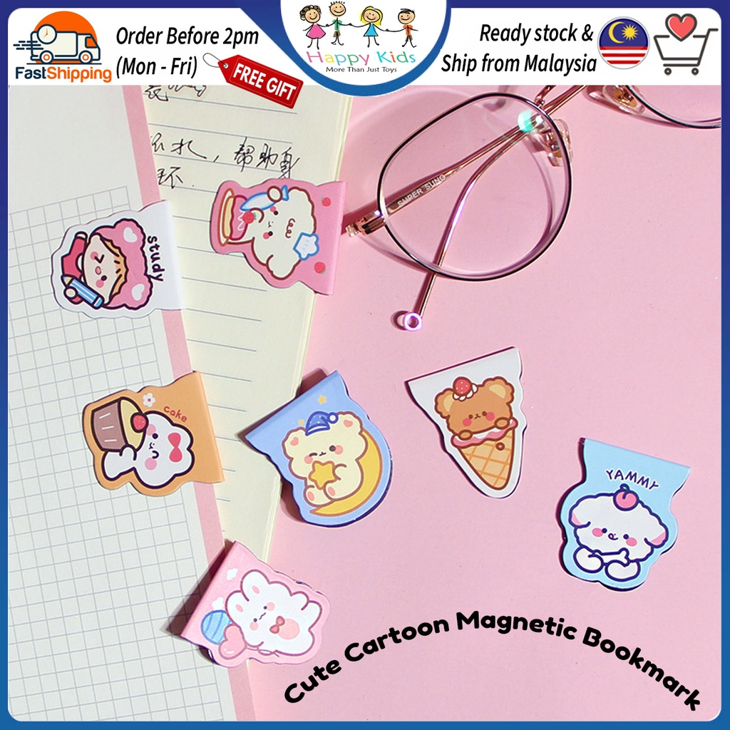 [Happy Kids] Cute Cartoon Magnetic Bookmark Mini Aesthetic Magnet ...