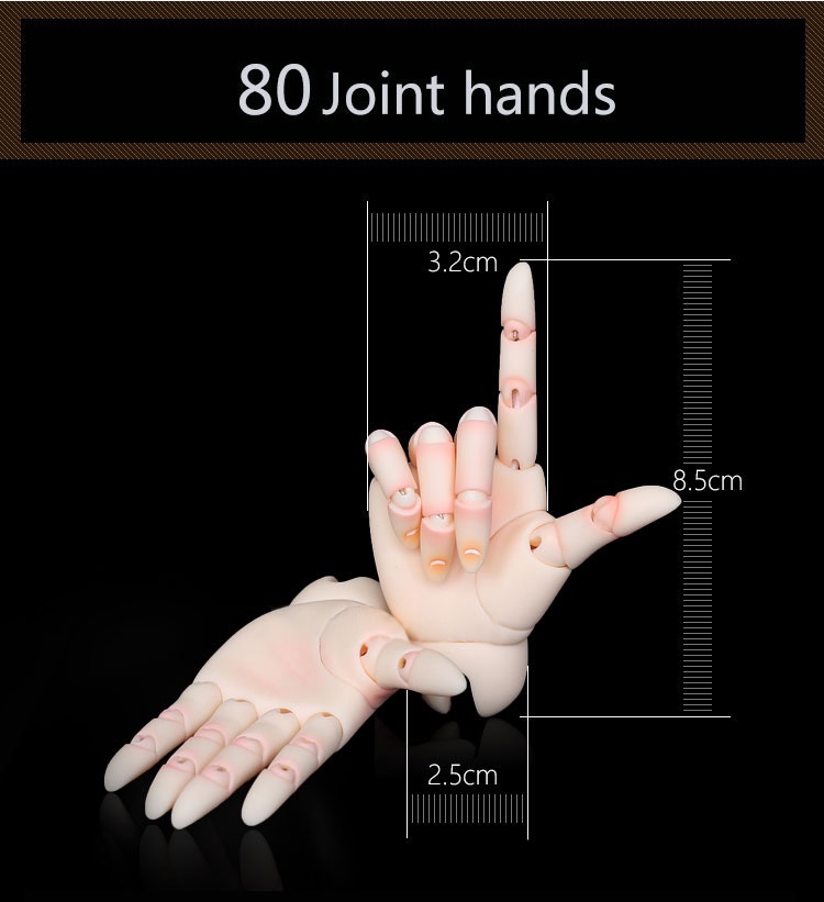 BJD Jointed Hands suitable for 1/3 or 1/4 bjd dolls boy and girl body ...