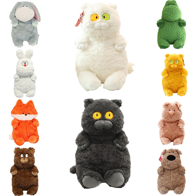 40cm Cute Big Eyes Fat Cat Plush Toy Soft Pig Rabbit Pillow Sleeping ...