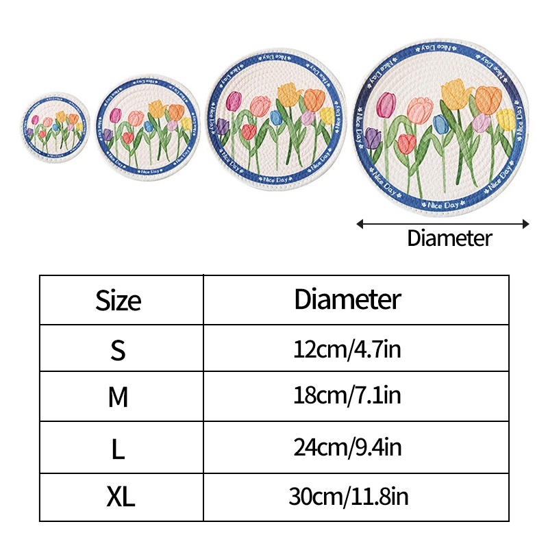 Tulip Patern Table Coaster Cute Flower Pattern Table Mat Kitchen Heat ...
