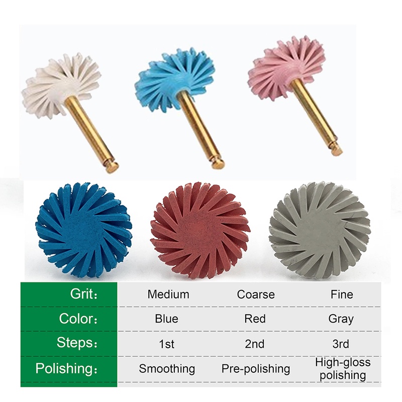 Dental Rubber Polisher Composite Resin Polishing Disc Diamond System RA ...