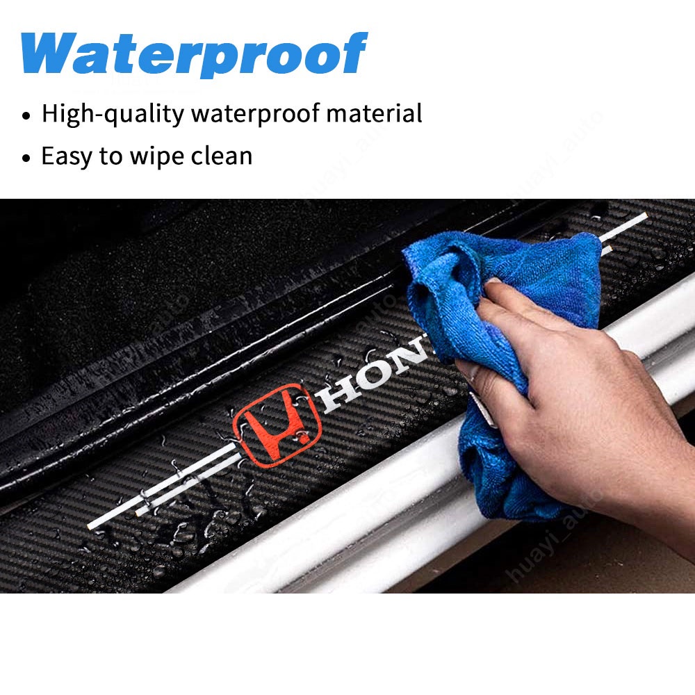 Honda HRV HR-V Car Door Sill Sticker Anti-Scratch Carbon Fiber leather ...
