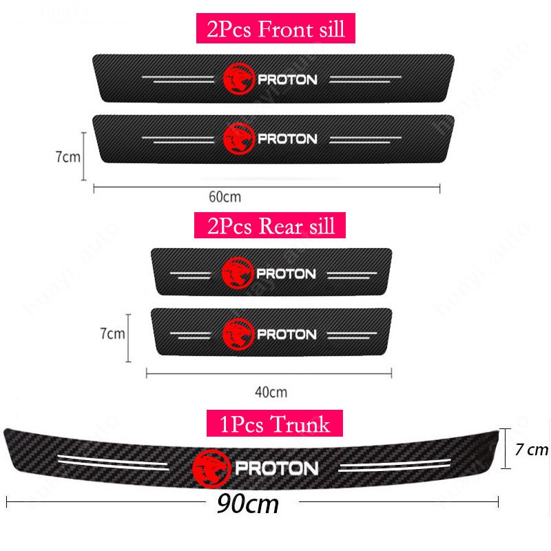 Proton Car Door Sill Sticker Anti-Scratch Carbon Fiber leather Sticker ...