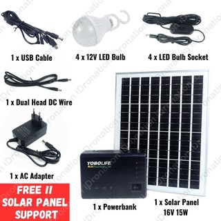 YOBOLIFE LM-3606 16V15W Solar Power System 5000mAh Portable Outdoor ...