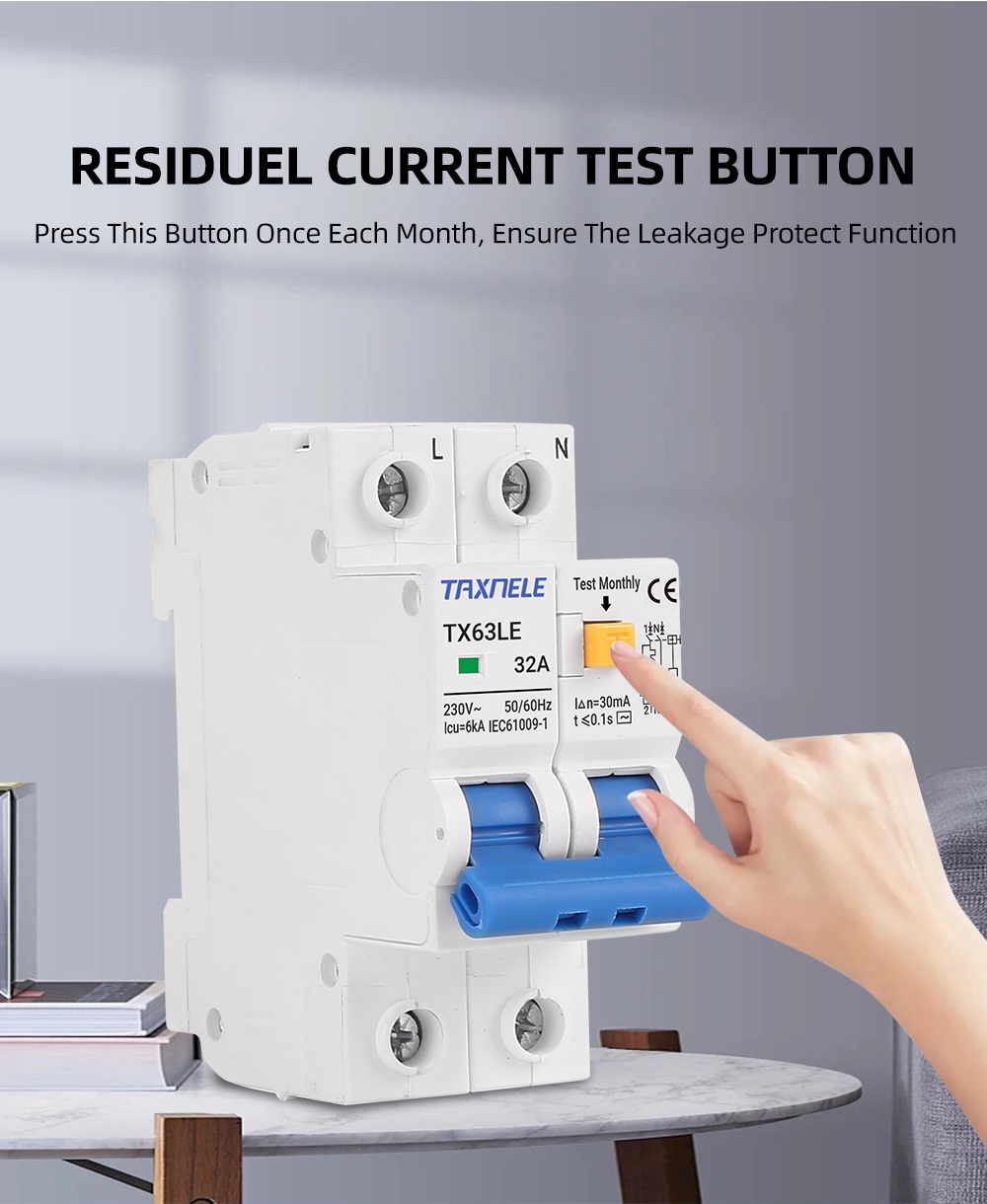 RCBO RCCB RCD 230V 2P Residual Current Circuit Breaker MCB Overload ...