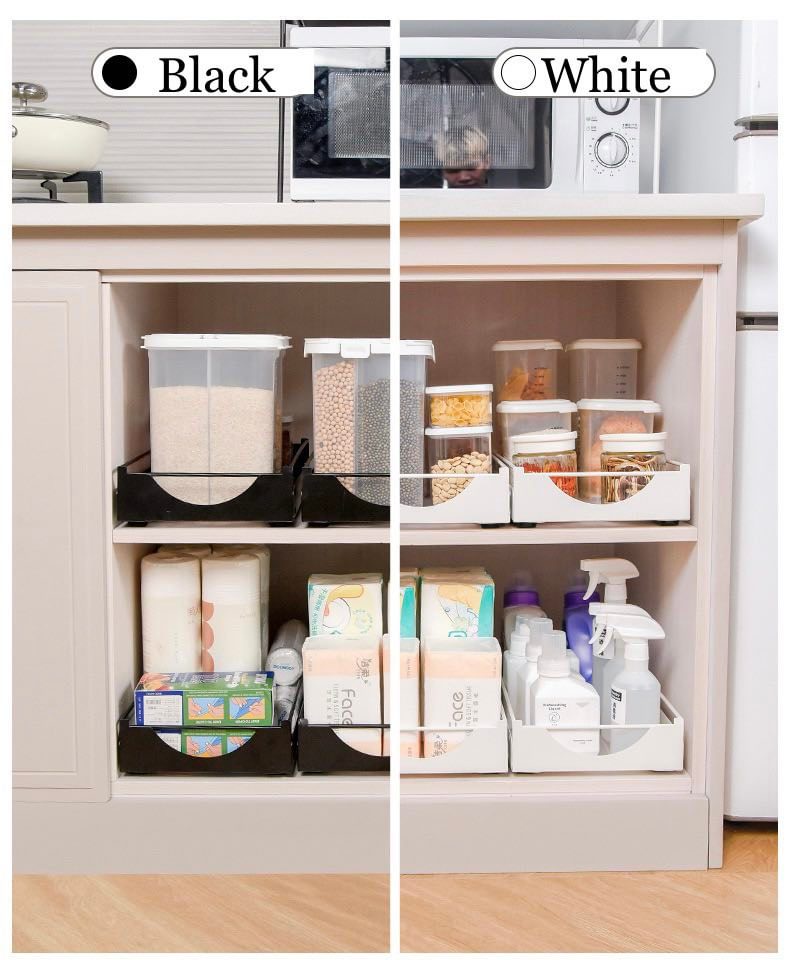 Pulley Storage Tray Kitchen Bathroom Rack Pullable Slide Drawer Track ...