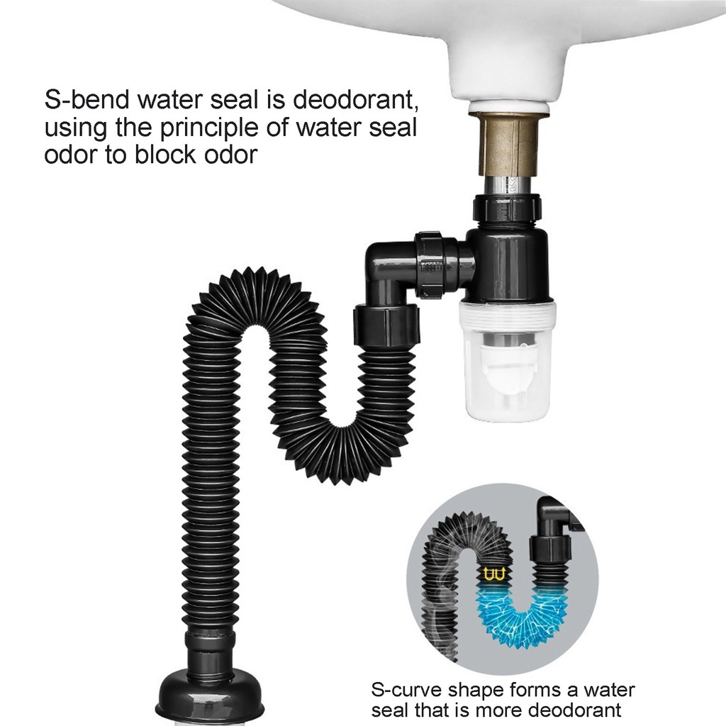 Flexible Drain Pipe Sink Sewer Drain Pipe Tube Anti Odor Drain Hose ...