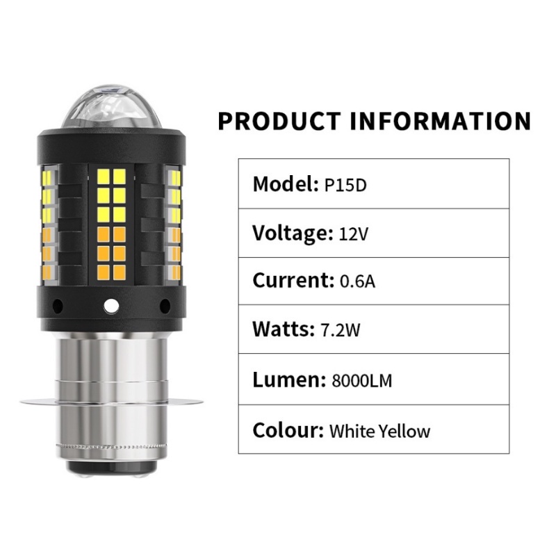 LED Motorcycle Headlight Canbus T19 PX15D Hi/LO Beam H4 H6 73SMD ...